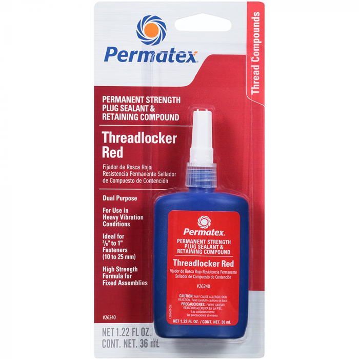 Permatex Permanent Strength Threadlocker RED & Cup/Core Plug Sealant ...