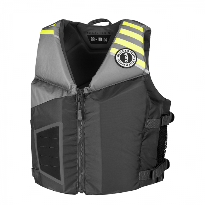 Mustang Rev Young Adult Foam Vest - Grey/Light, Grey-Fluorescent Yellow ...