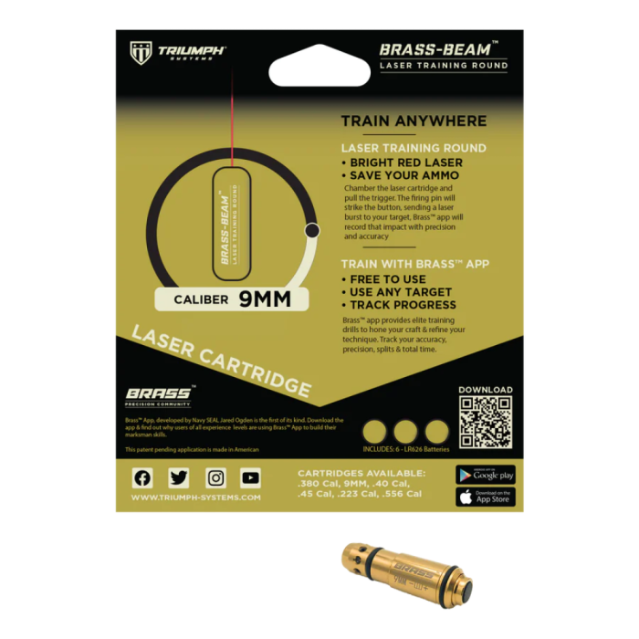 Triumph Systems Brass Beam - Laser Dry Fire Cartridge for Brass App